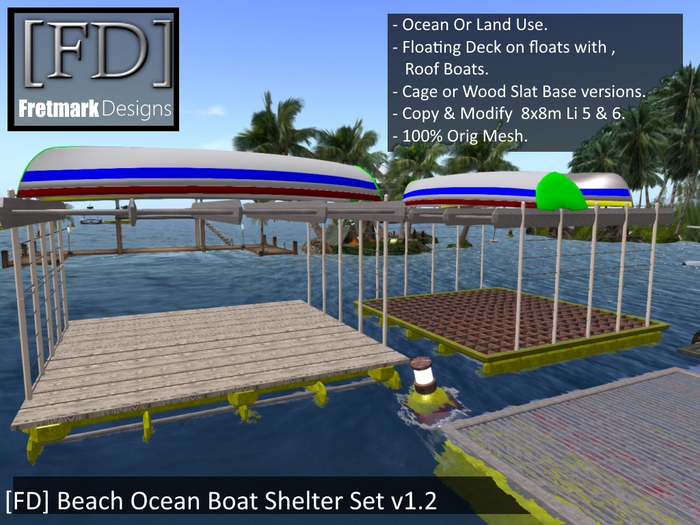 Second Life Marketplace - [FD] Beach Ocean Boat Shelter Set v1.2 [2023]